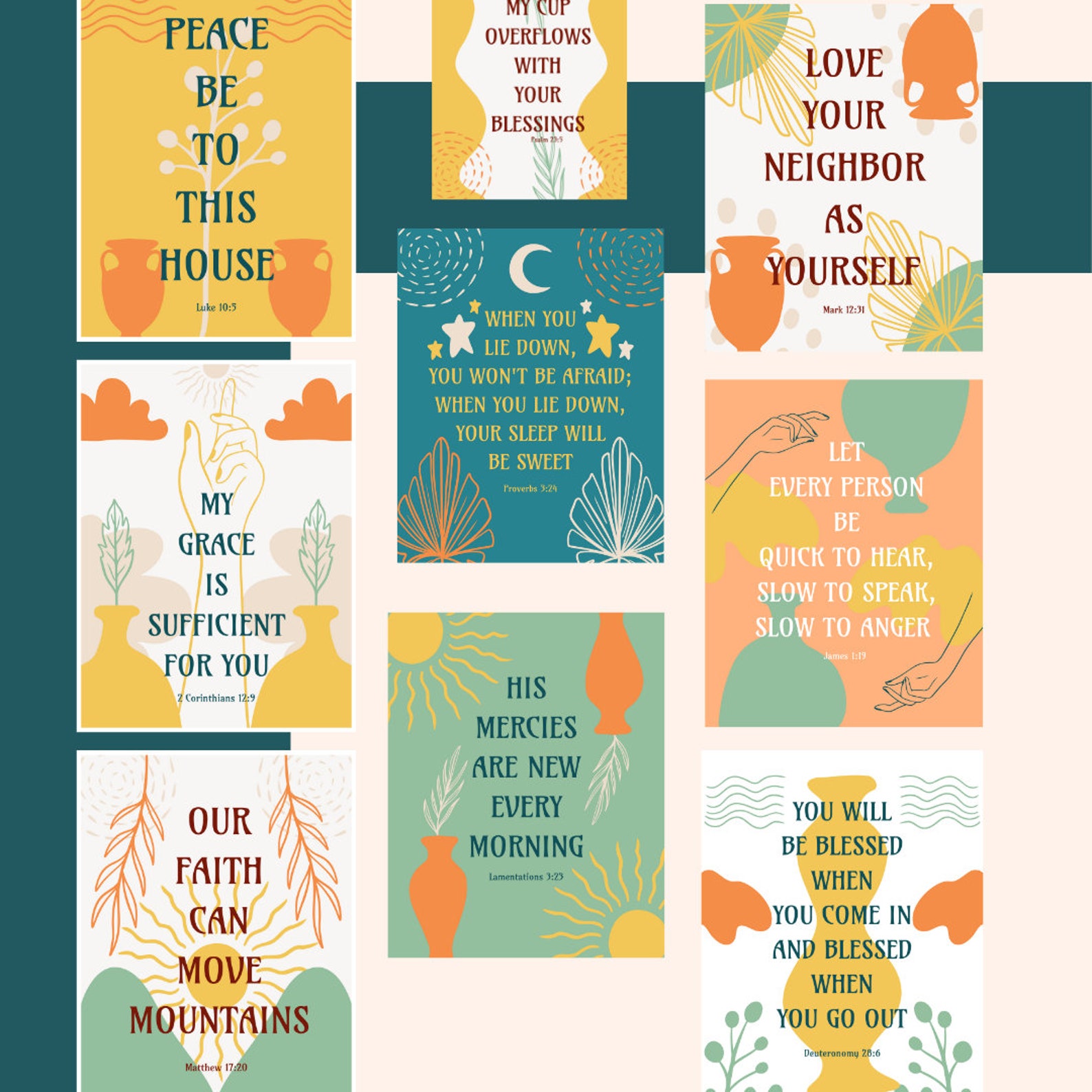 Editable Boho Style Bible Verses Wall Art Digital Download Customizable ...