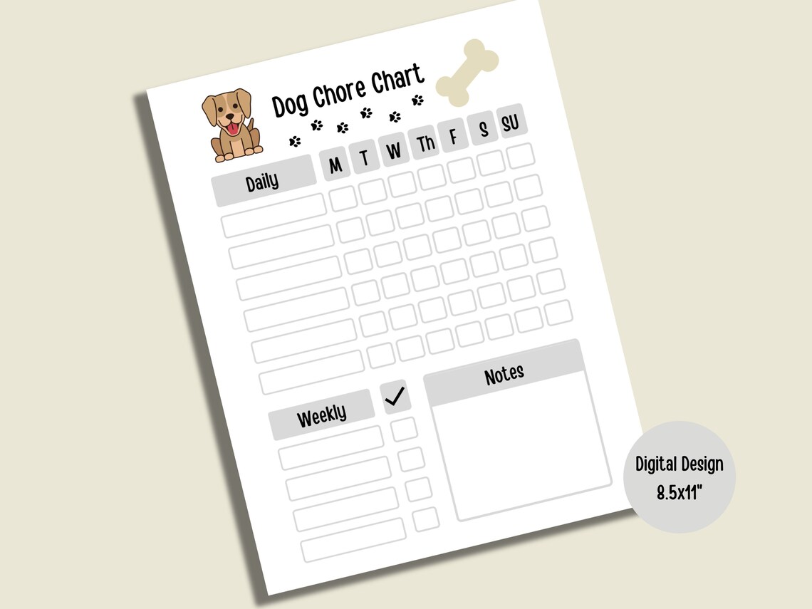 Dog Chore Chart, Printable Dog Chore Checklist, Editable in Canva - Etsy