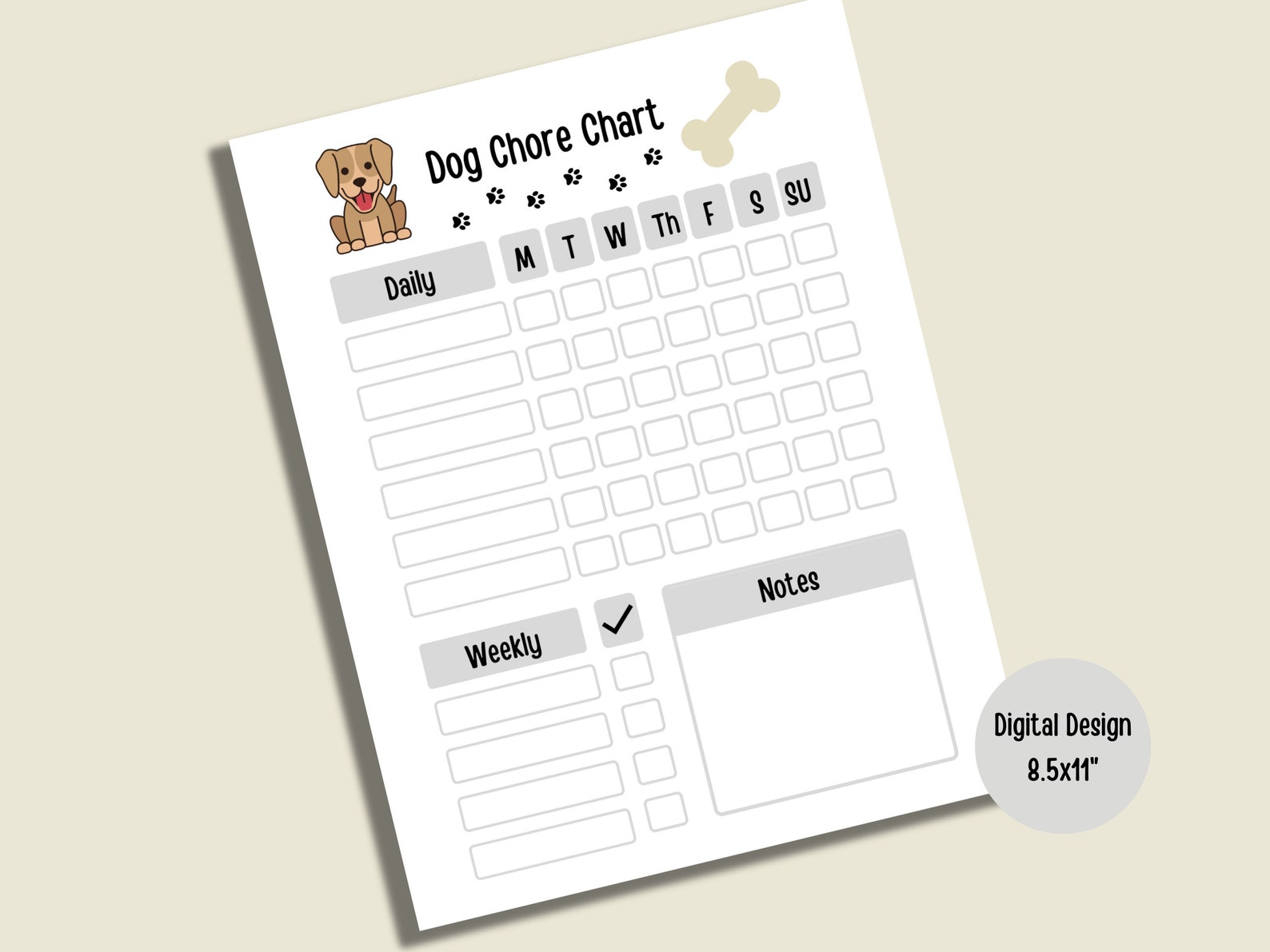 Dog Chore Chart, Printable Dog Chore Checklist, Editable in Canva - Etsy