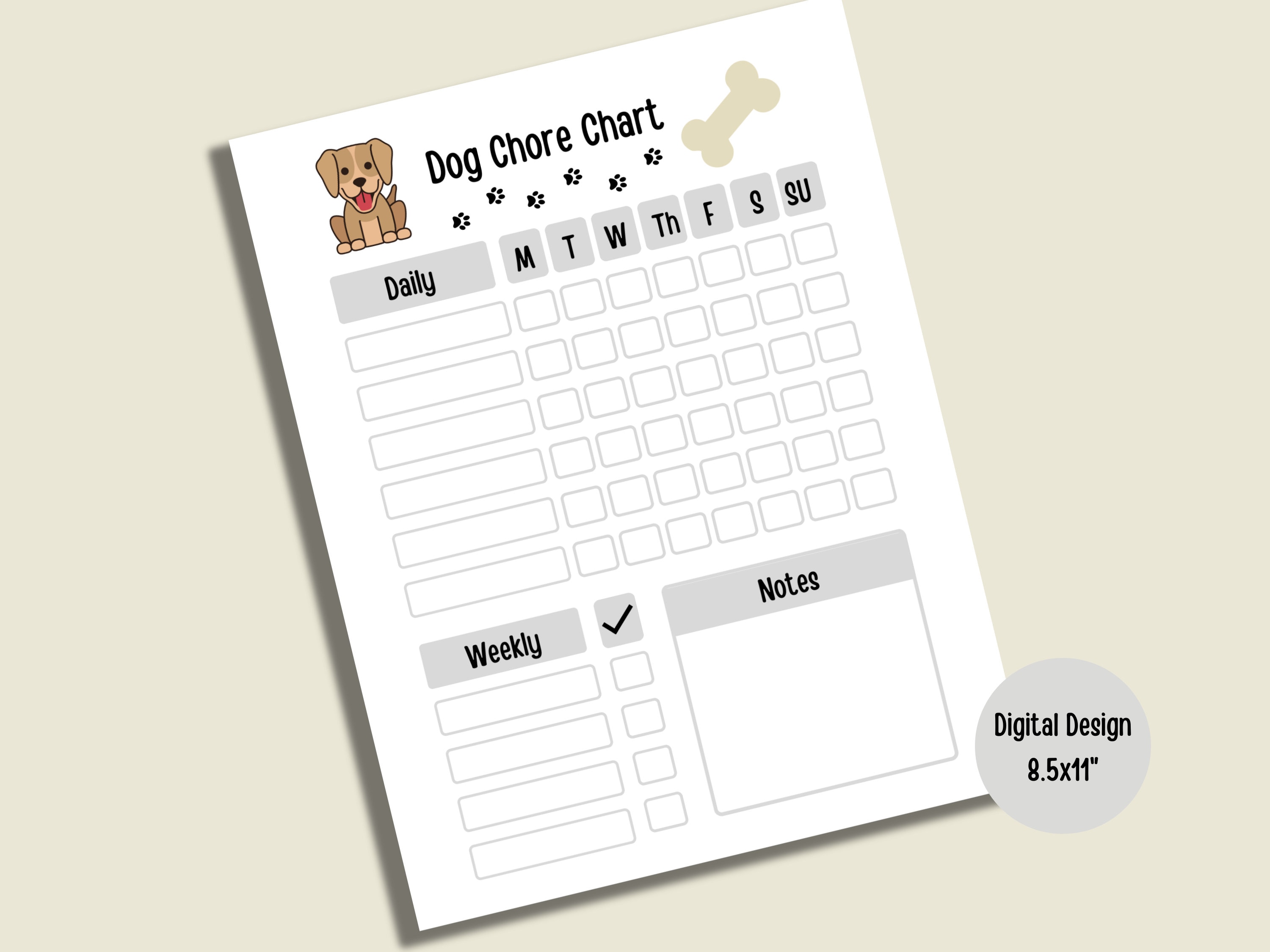 Dog Chore Chart, Printable Dog Chore Checklist, Editable in Canva - Etsy