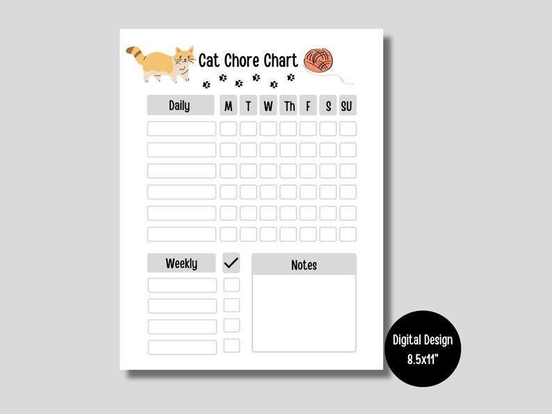 Dog and Cat Chore Chart Bundle, Printable Pet Chore Checklist, Dog and ...
