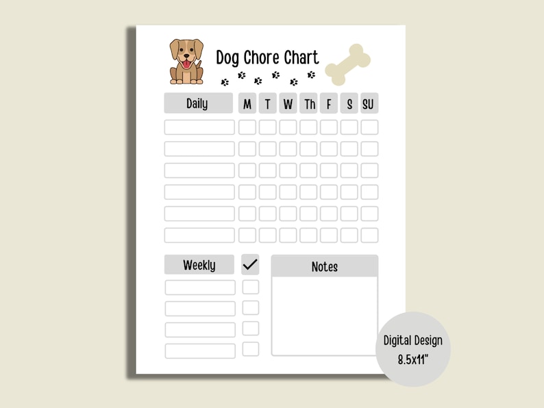 Dog and Cat Chore Chart Bundle, Printable Pet Chore Checklist, Dog and ...