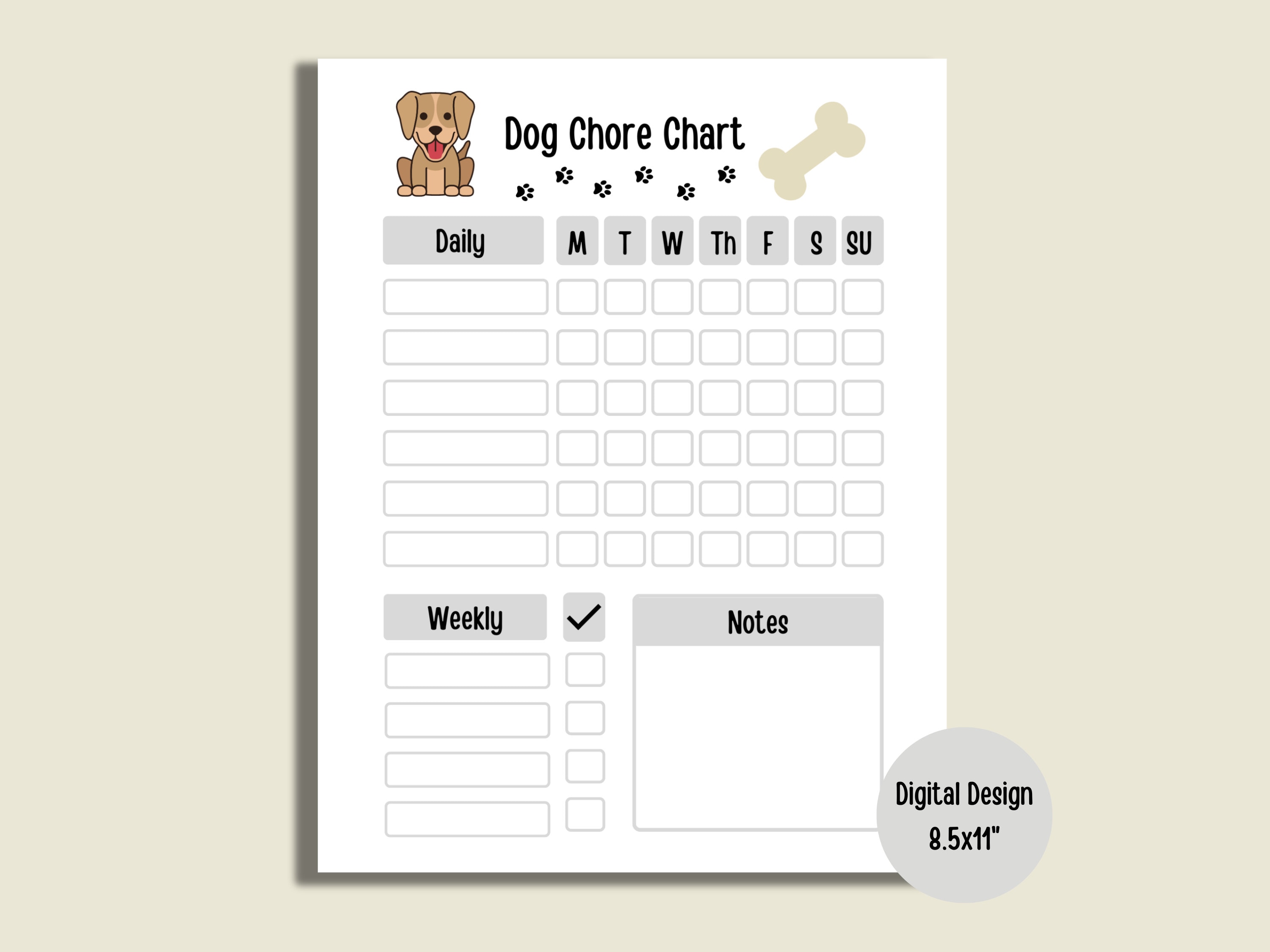 Dog and Cat Chore Chart Bundle, Printable Pet Chore Checklist, Dog and ...