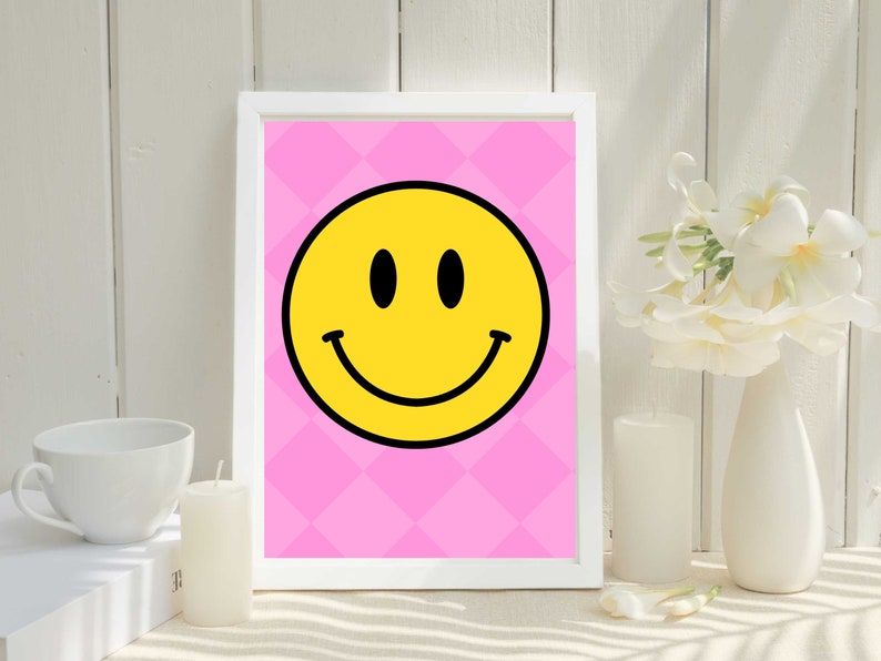 Smiley Face Print Wall Art Digital Download Bright and Uplifting Wall ...
