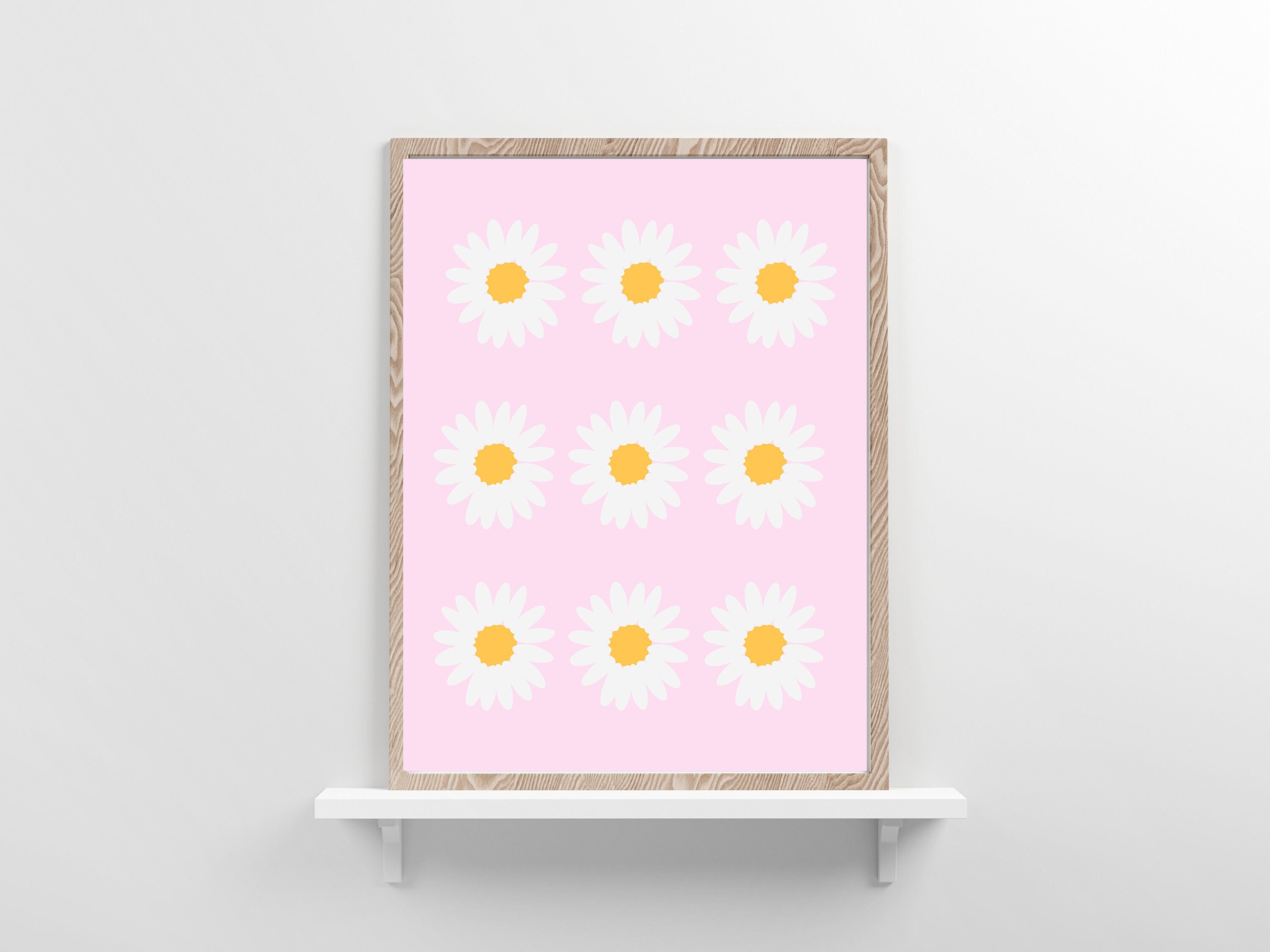 Daisy Flower Printable Digital Print, Pink and White Daises Wall Art ...