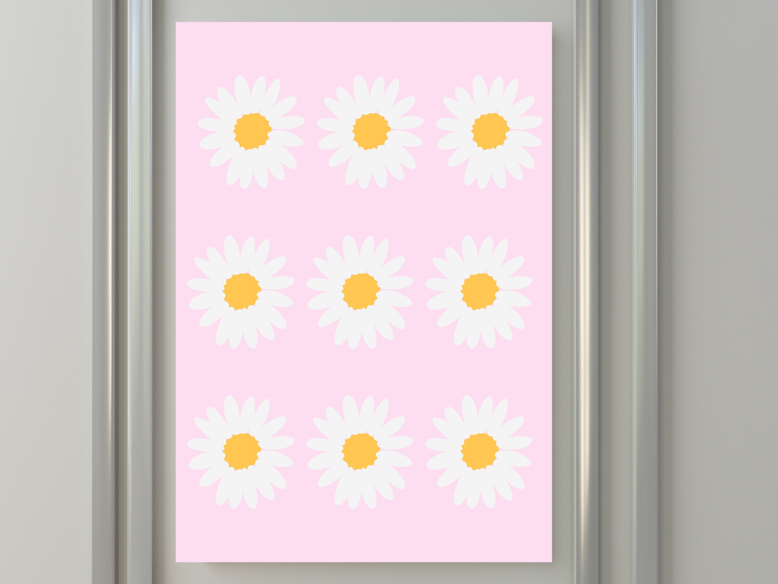 Daisy Flower Printable Digital Print, Pink and White Daises Wall Art ...