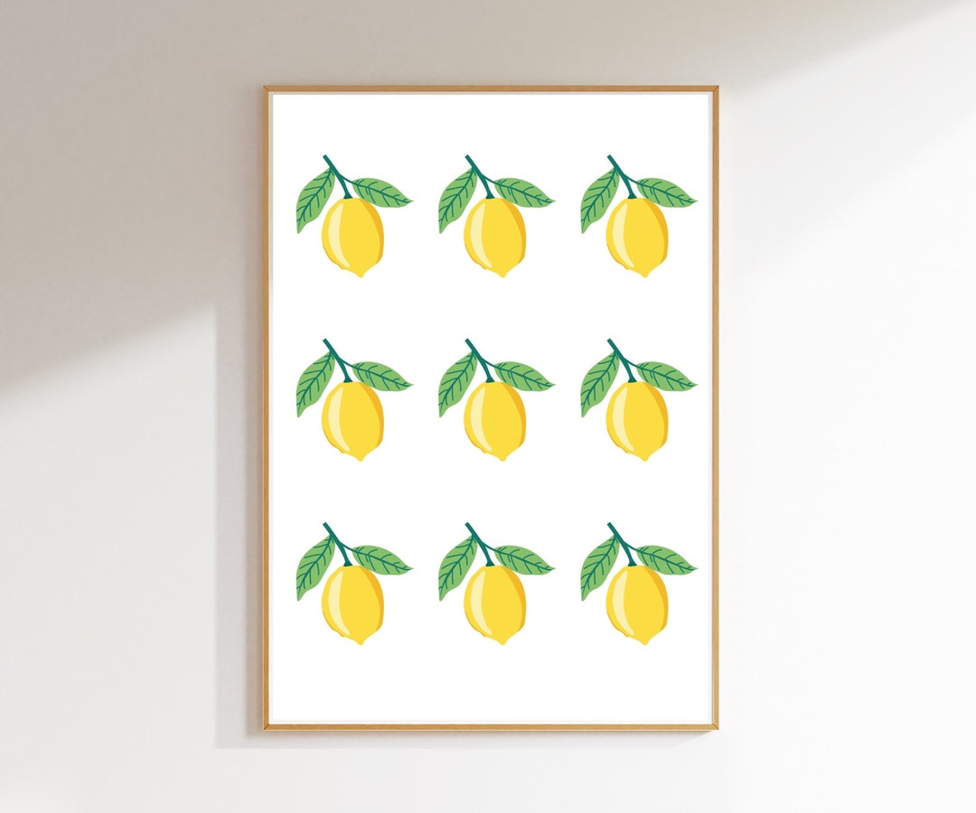 Lemon Printable Digital Download, Yellow Lemons Poster Wall Art, Citrus ...