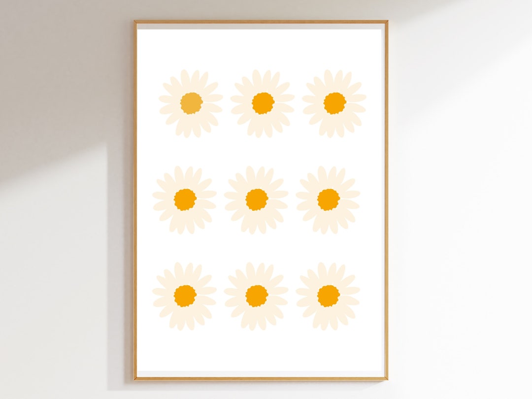 Daisy Flower Poster Print, Digital Print , White Neutral Wall Art ...