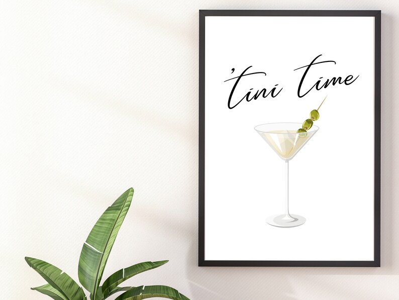 Martini Printable Digital Download Poster, Tini Time Downloadable Wall ...