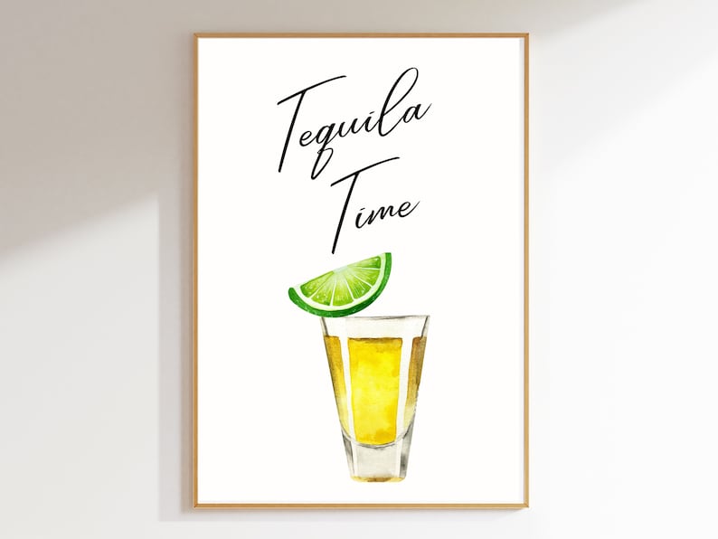 Tequila Wall Art, Tequila Time Digital Download, Bar and Kitchen Art ...