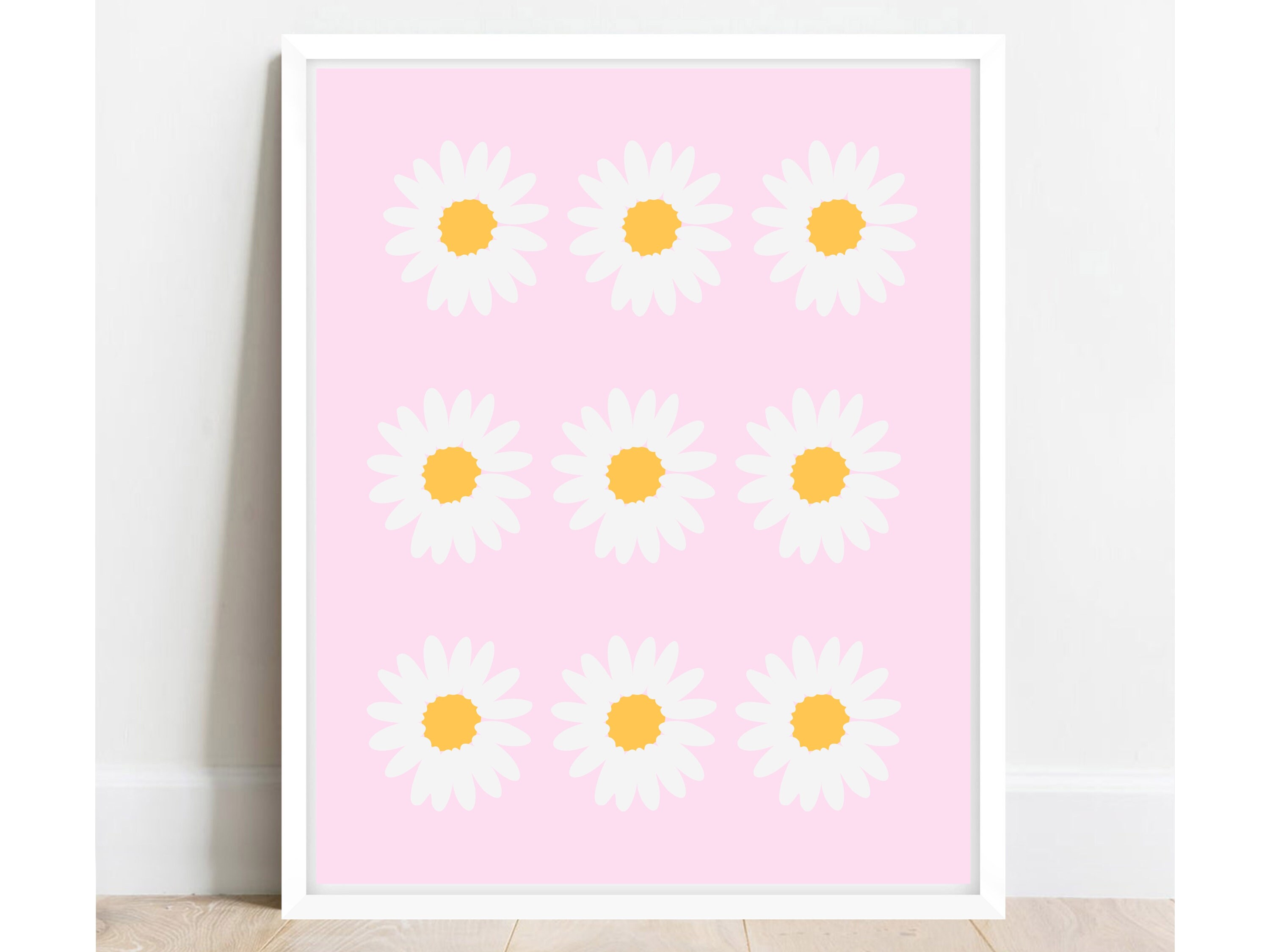 Daisy Flower Printable Digital Print, Pink and White Daises Wall Art ...