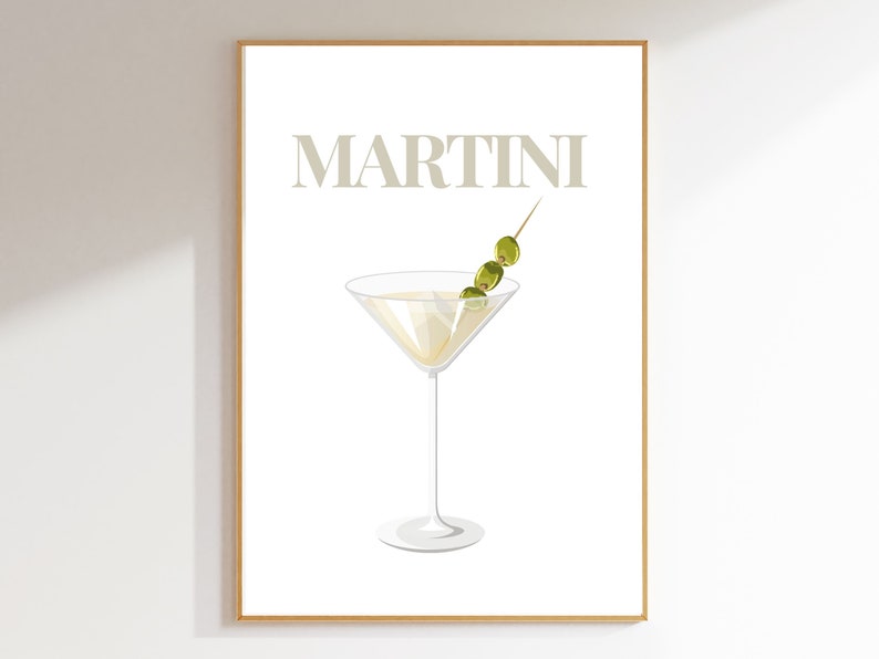 Martini Printable Digital Download Poster, Martini Downloadable Wall ...