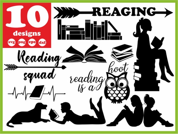 Reading Svg File Books Digital Pages Download Library | Etsy