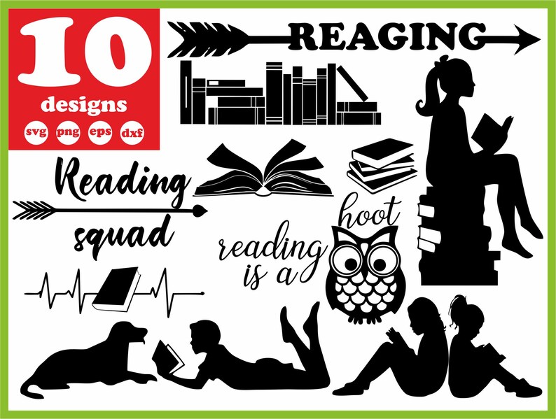 Reading Svg File Books Digital Pages Download Library - Etsy