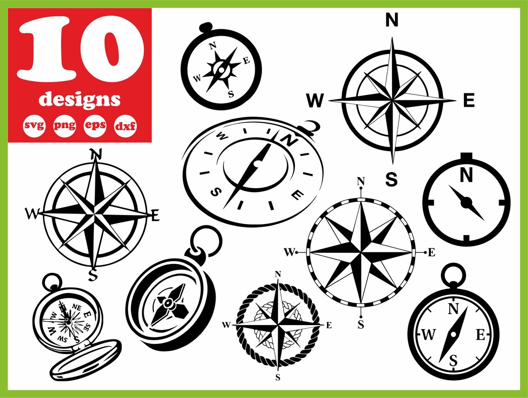 Compass Svg File Navigation Vector Travel Decal for Cricut Clipart ...