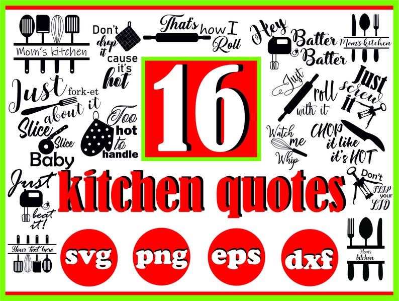 Kitchen Quotes Svg Png Pdf Eps Dxf Cooking Sayings Svg - Etsy