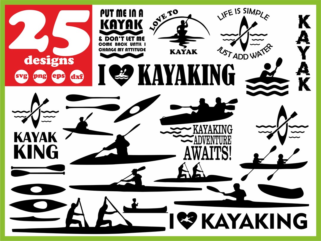 Kayak Svg, Kayak Vector, Kayak Digital Kayak Download Kayak Silhouette ...