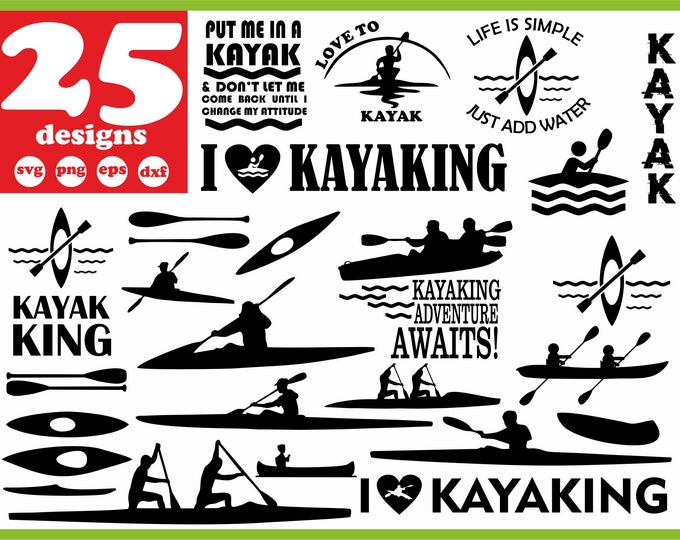 Kayak Svg, Kayak Vector, Kayak Digital Kayak Download Kayak Silhouette ...