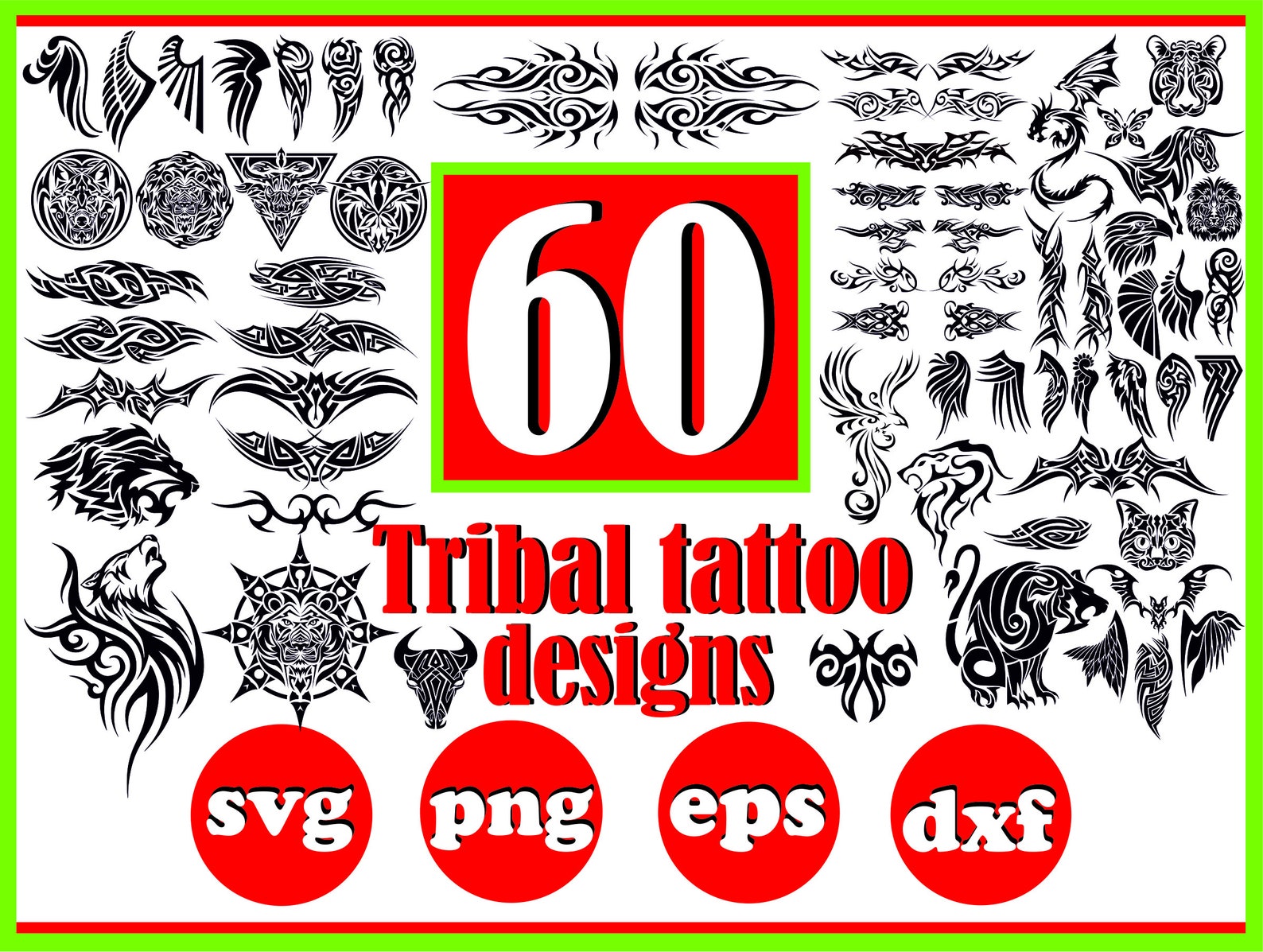 Tattoo Tribal Svg Silhouette Tribal Designs Svg Tribal Animals - Etsy