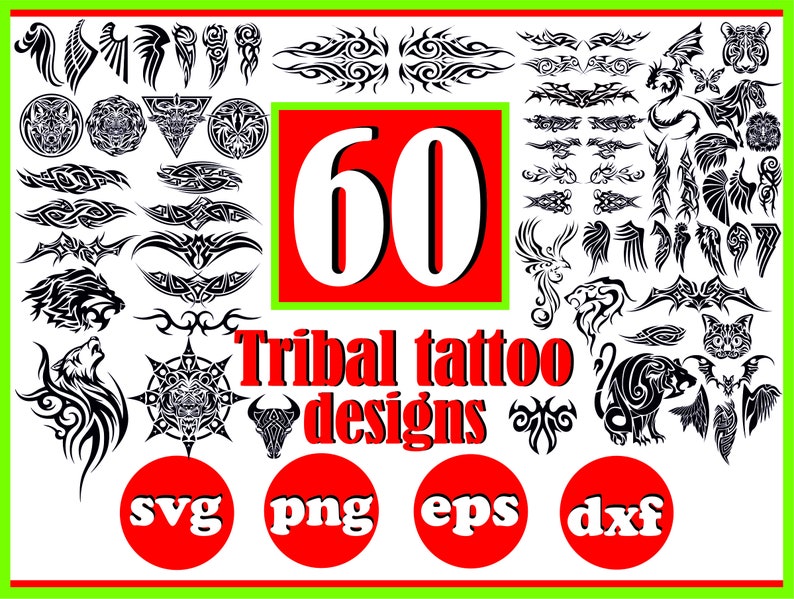 Tattoo Tribal Svg Silhouette Tribal Designs Svg Tribal Animals - Etsy