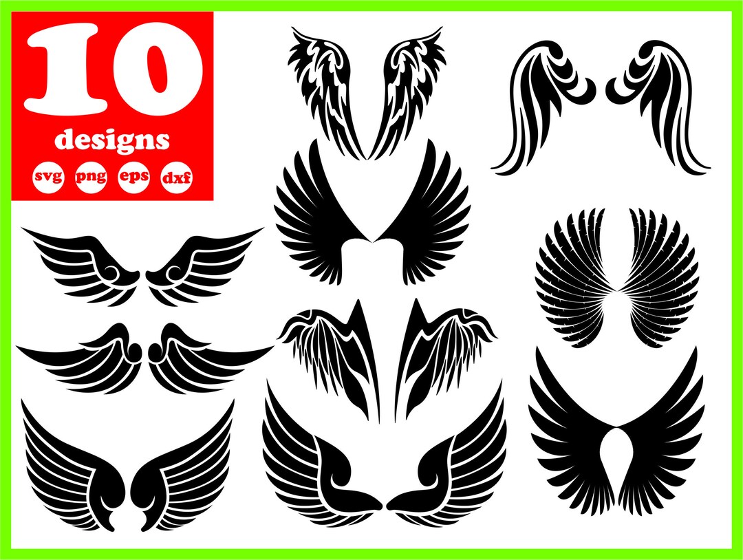 Angel Wings Svg File Bird Feather Digital Download Silhouette Vector ...