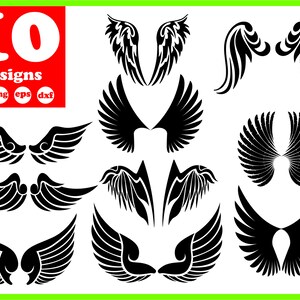 Angel Wings Svg File Bird Feather Digital Download Silhouette Vector ...