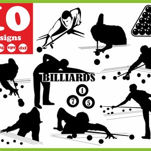 Billiards Svg File Pool Digital Player Download Silhouette Vector Decal ...