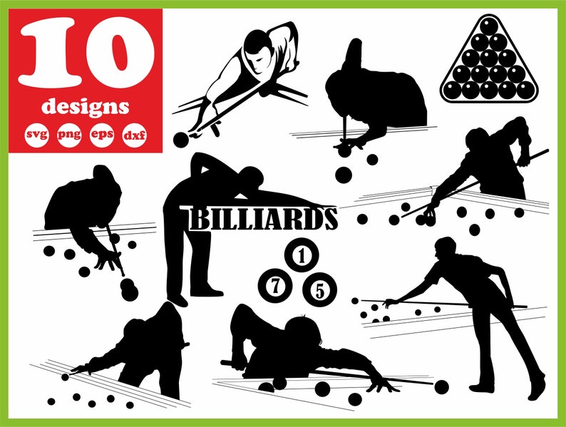 Billiards svg file Pool digital Player download silhouette | Etsy