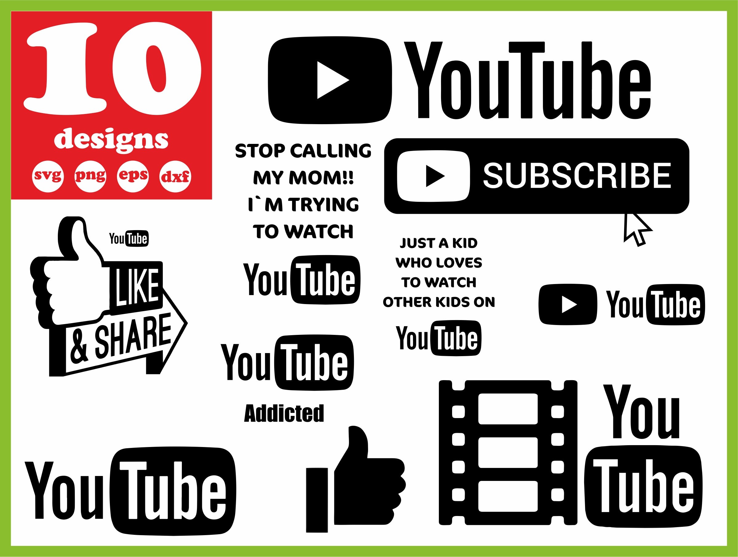 Youtube svg file Logo vector Social Media decal for cricut | Etsy