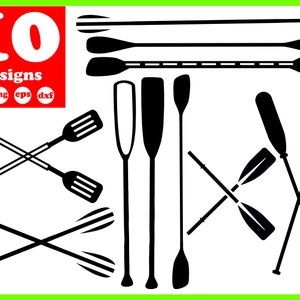 Oars Svg File Lake Digital Fishing Download Boat Silhouette Paddles ...