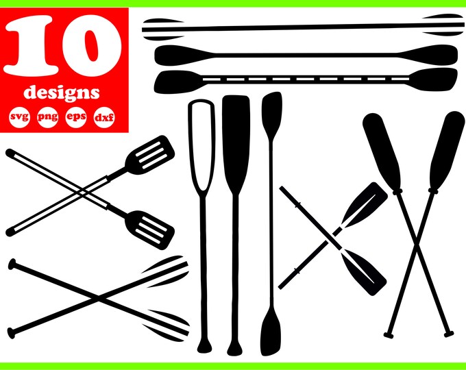 Oars Svg File Lake Digital Fishing Download Boat Silhouette | Etsy