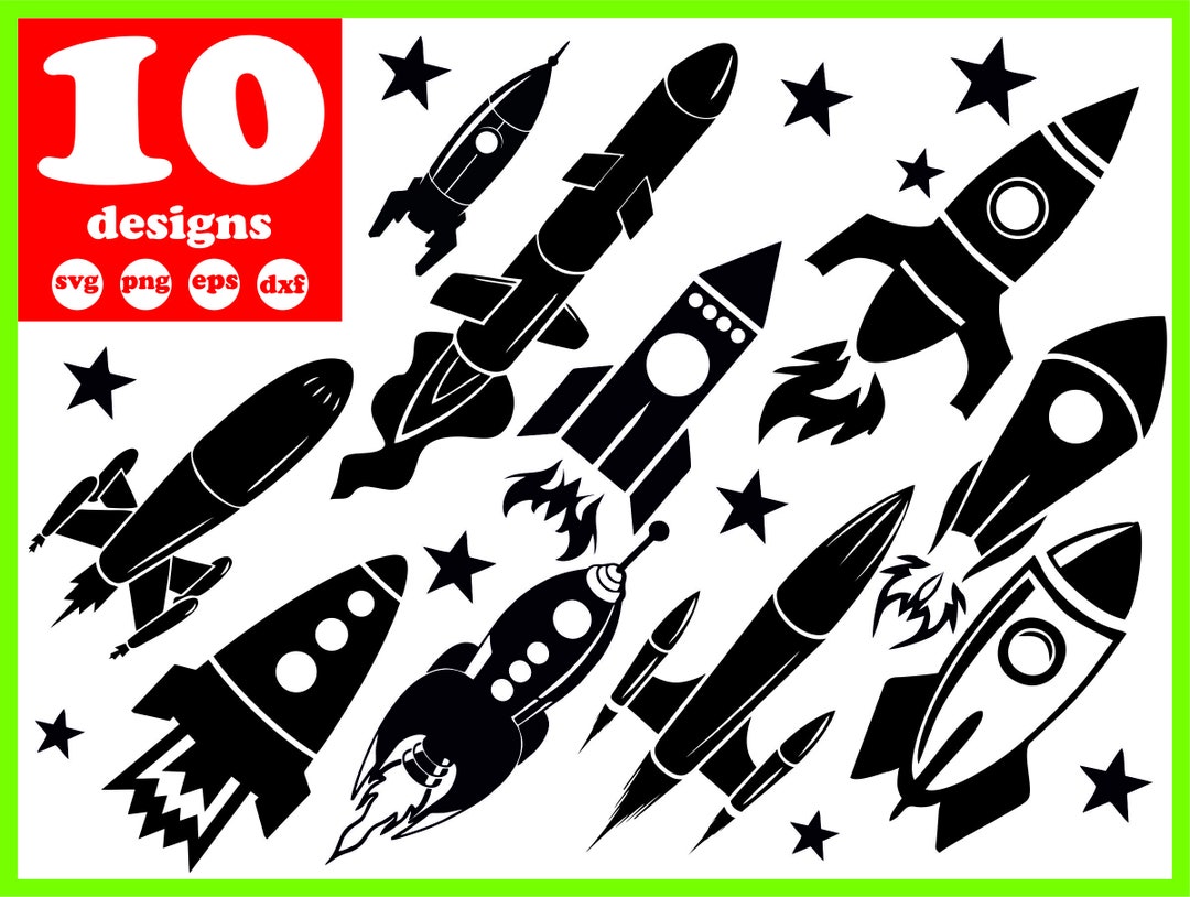 Rocket Svg File Space Digital Astronaut Download Star Silhouette Vector ...