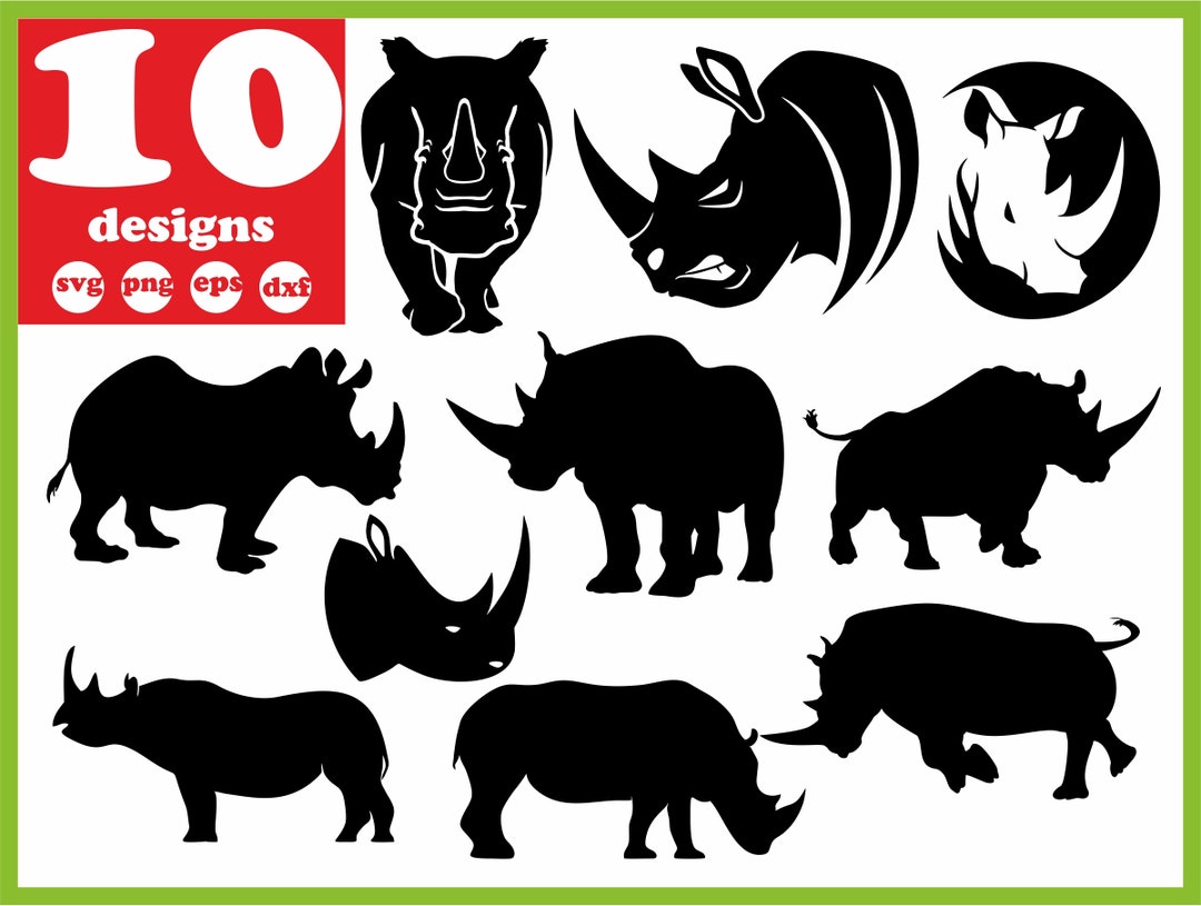 Rhino Svg File Rhinoceros Digital Head Download Silhouette Vector Decal ...
