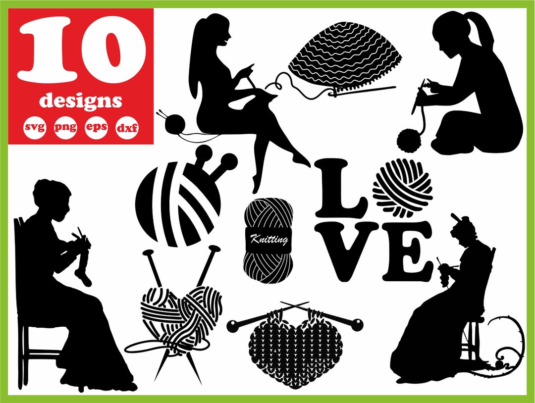 Knitting Svg File Needle Digital Knitter Download Yarn Ball Silhouette ...