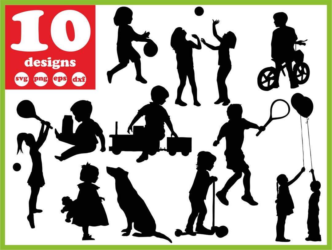 Kids Playing Svg File Baby Digital Child Download Silhouette Vector ...