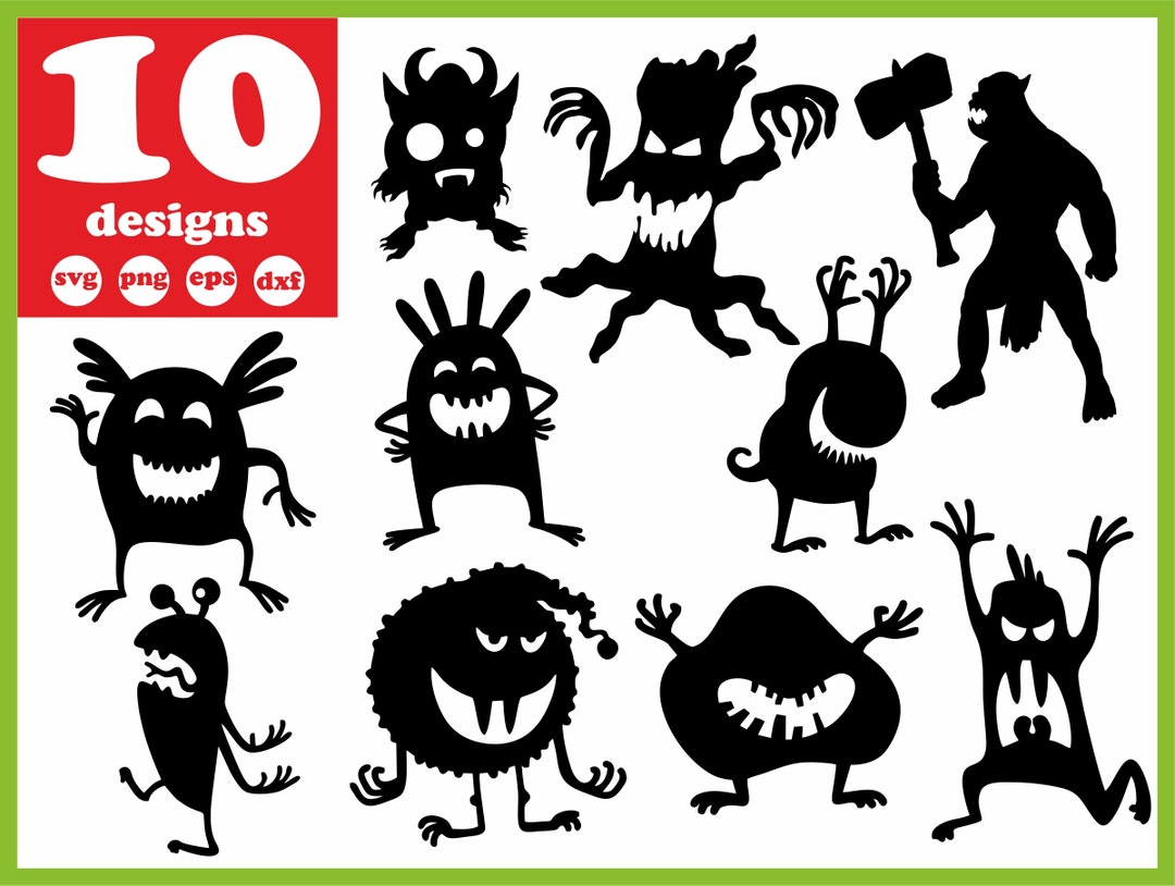 Monsters Svg File Party Digital Microbe Download Aliens Silhouette ...