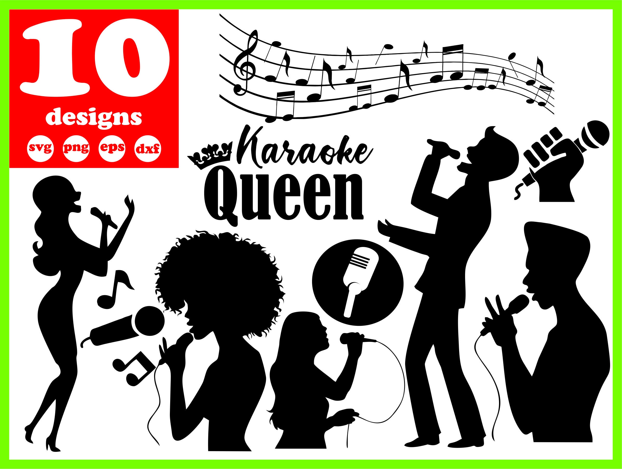 Karaoke Queen svg file Microphone digital Music download | Etsy