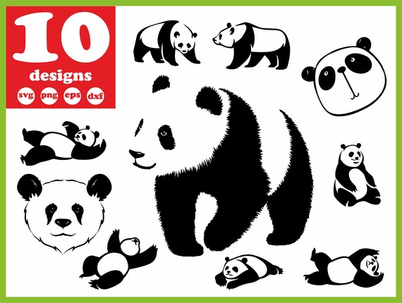 Panda Svg File Bear Digital Panda Faces Svg Silhouette Vector | Etsy