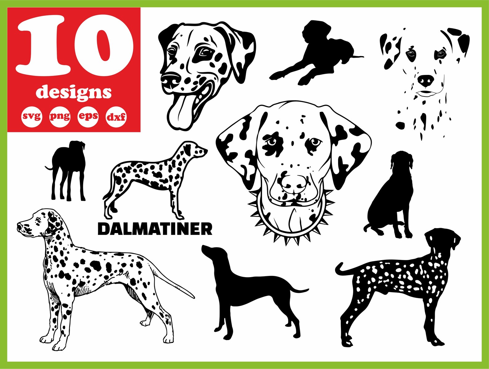 Dalmatian Svg File 101 Digital Dog Download Silhouette Vector | Etsy
