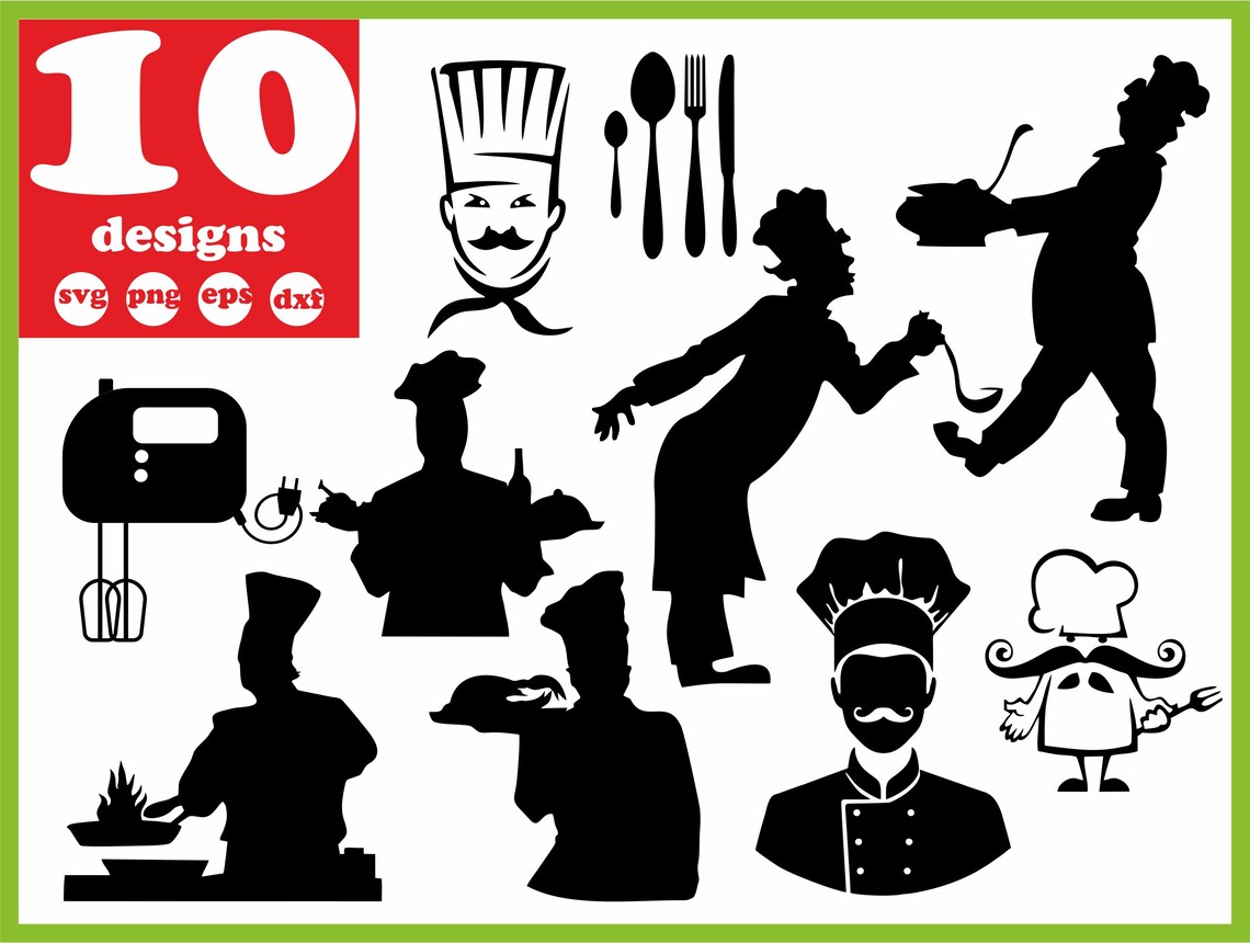 Cook Svg File Kitchen Digital Food Download Cooking Silhouette | Etsy