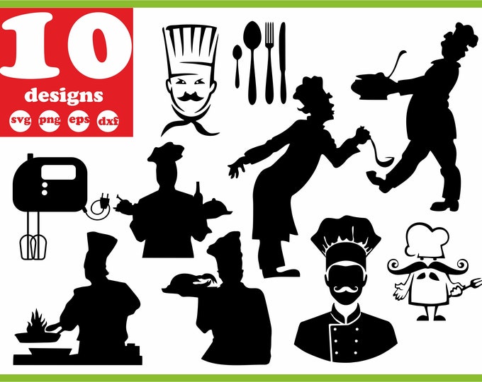 Cook Svg File Kitchen Digital Food Download Cooking Silhouette Chef ...