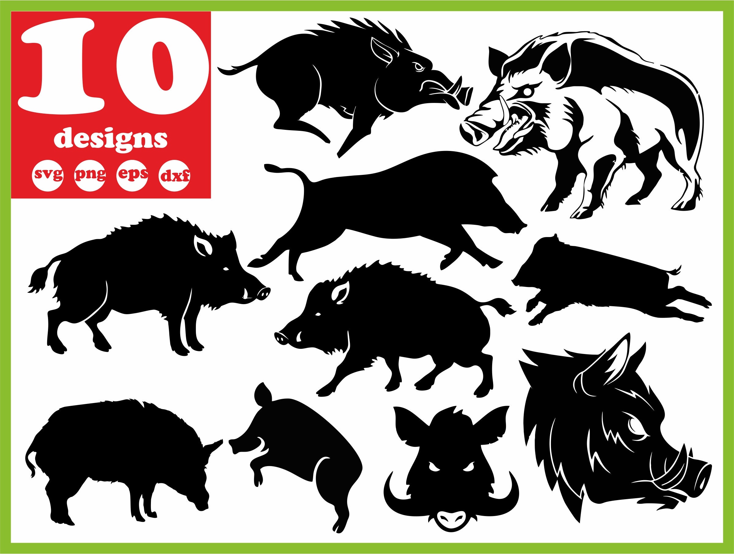 Boar Svg File Wild Boar Digital Pig Download Silhouette Vector - Etsy ...