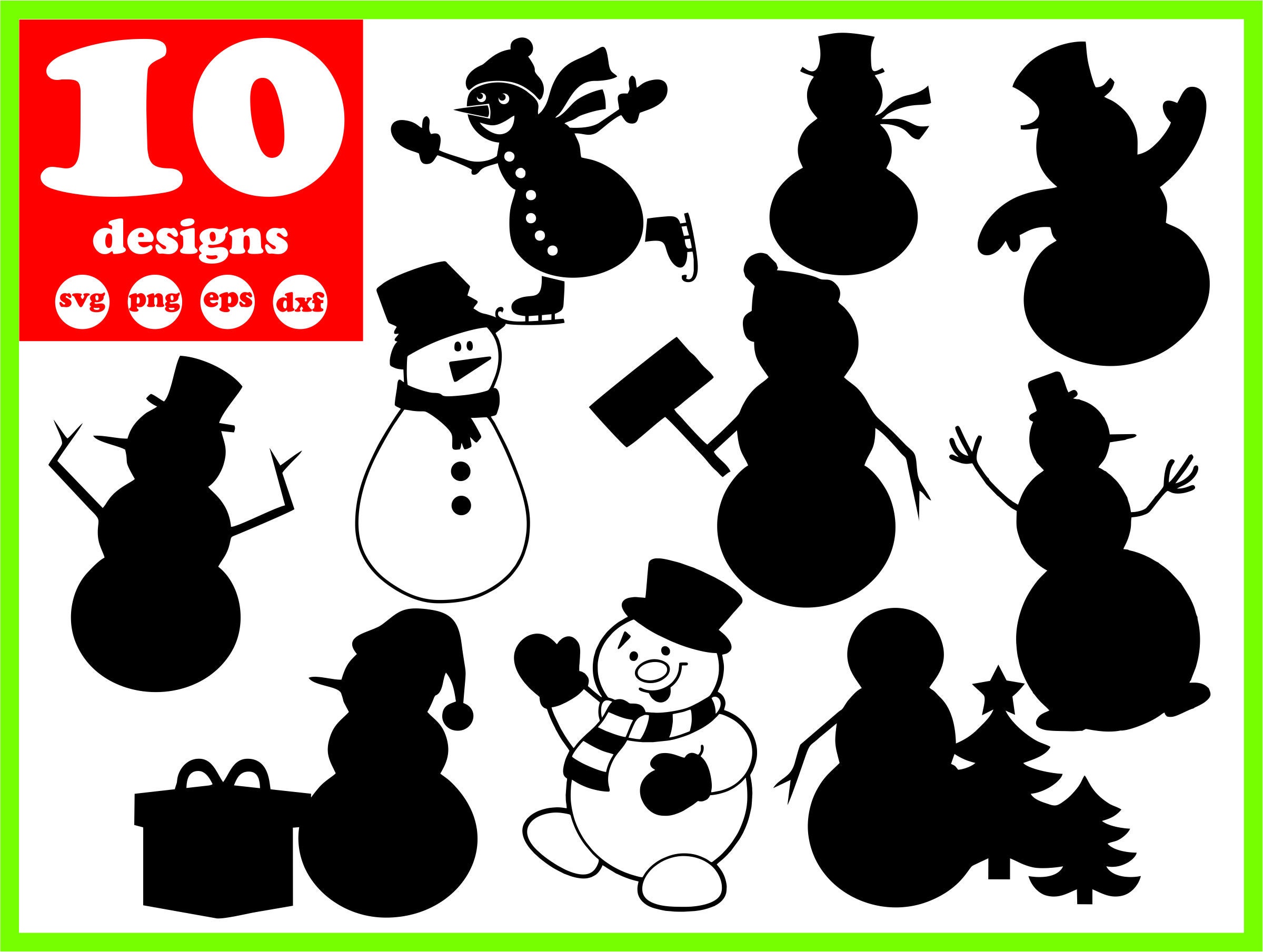 Snowman svg file Winter digital Christmas download silhouette | Etsy