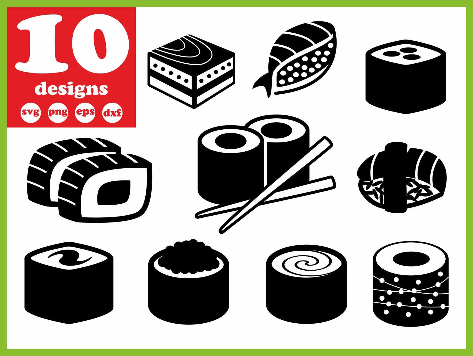Sushi Svg File Rolls Vector Japanese Food Decal for Cricut - Etsy