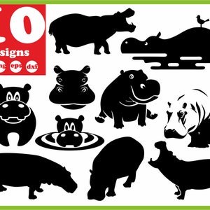 Hippo Svg File Hippopotamus Digital Cute Face Download Silhouette ...