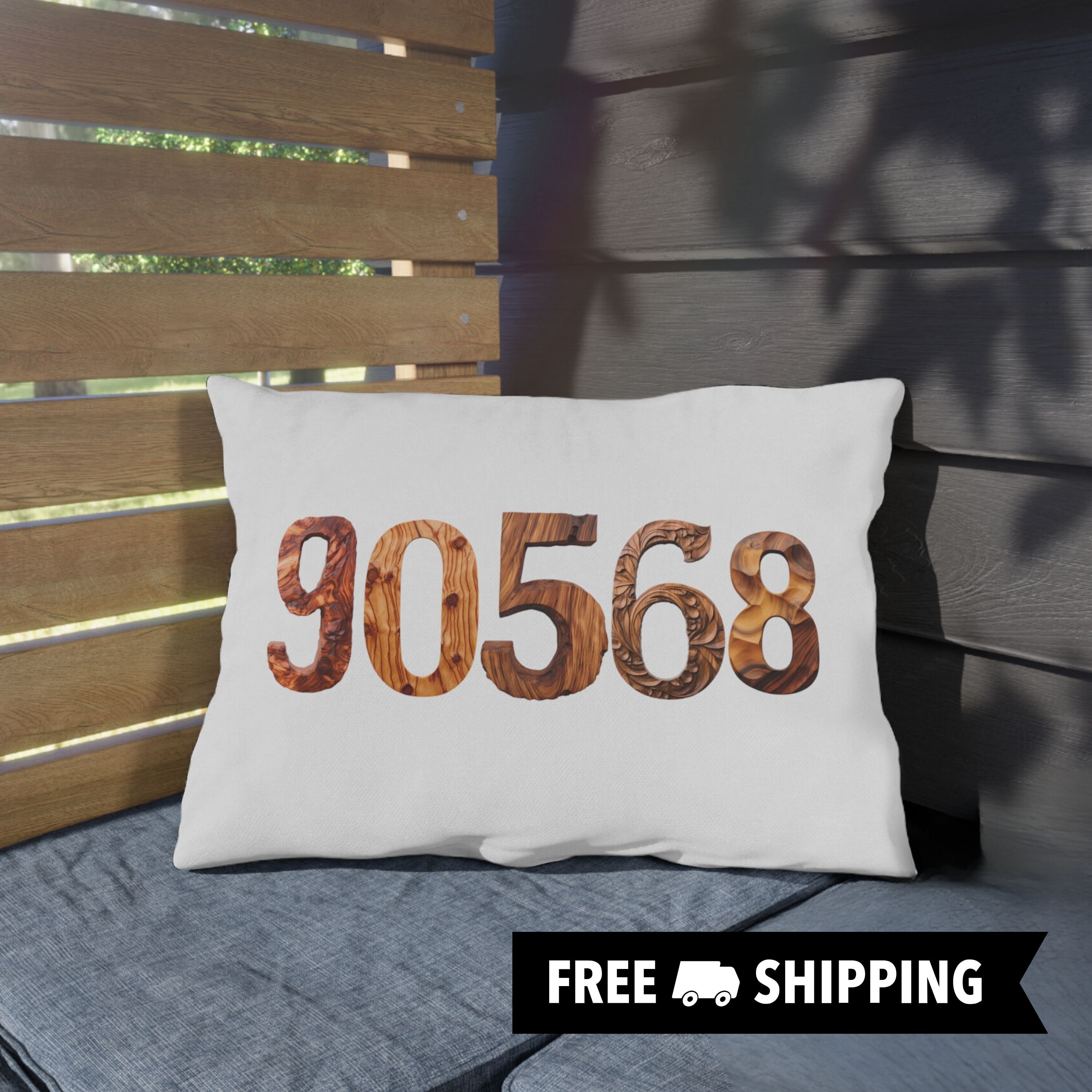 Custom Zip Code Outdoor Pillow, House Number Outdoor Decor ...