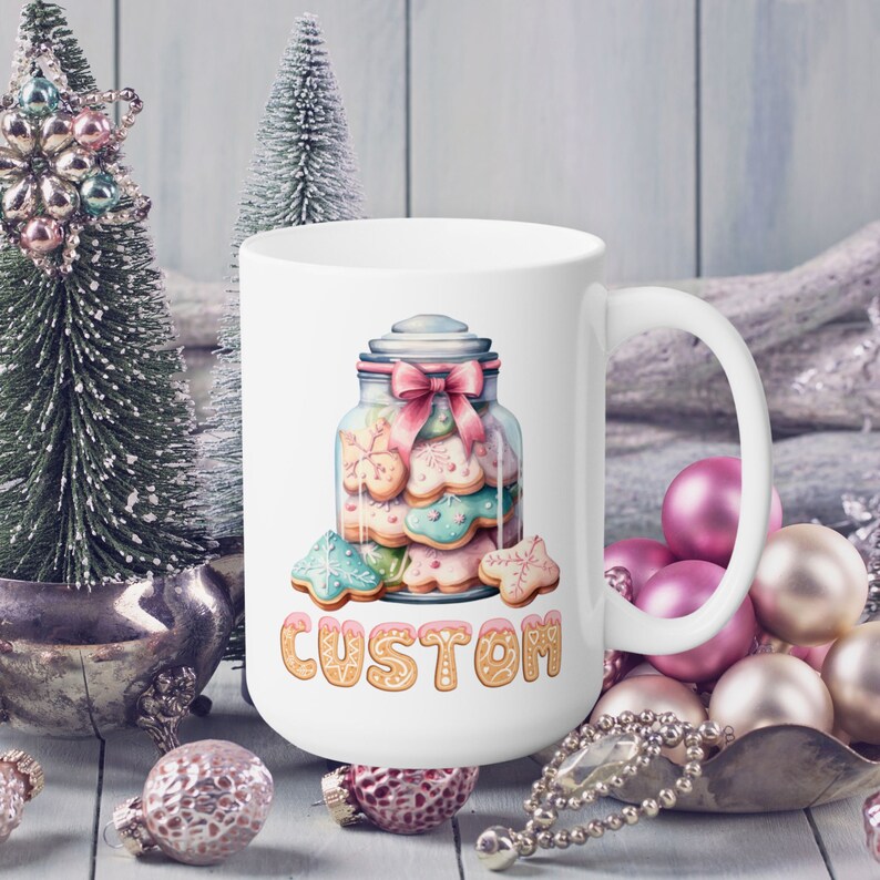 Pastel Pink Coquette Cookie Jar Custom Personalized Gingerbread Cookie Coffee Mug, Coquette ...