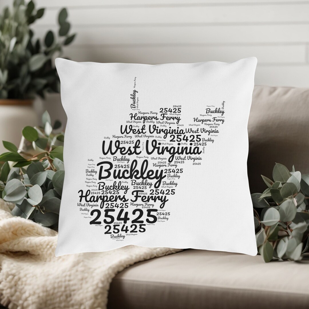 Custom Personalized Wedding West Virginia Home State Pillow With Name ...