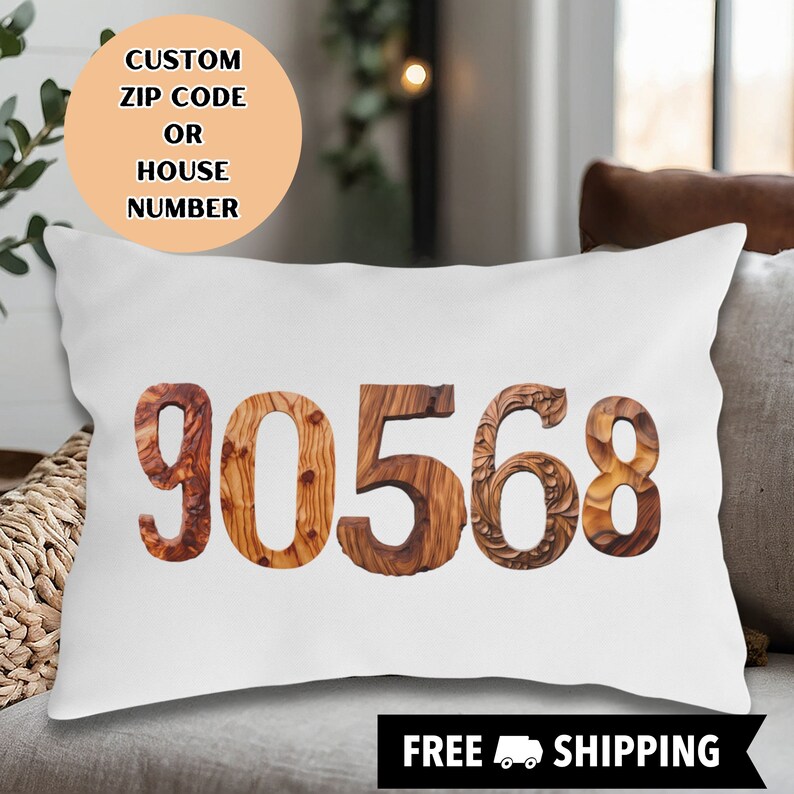 Custom Zip Code Outdoor Pillow, House Number Outdoor Decor ...