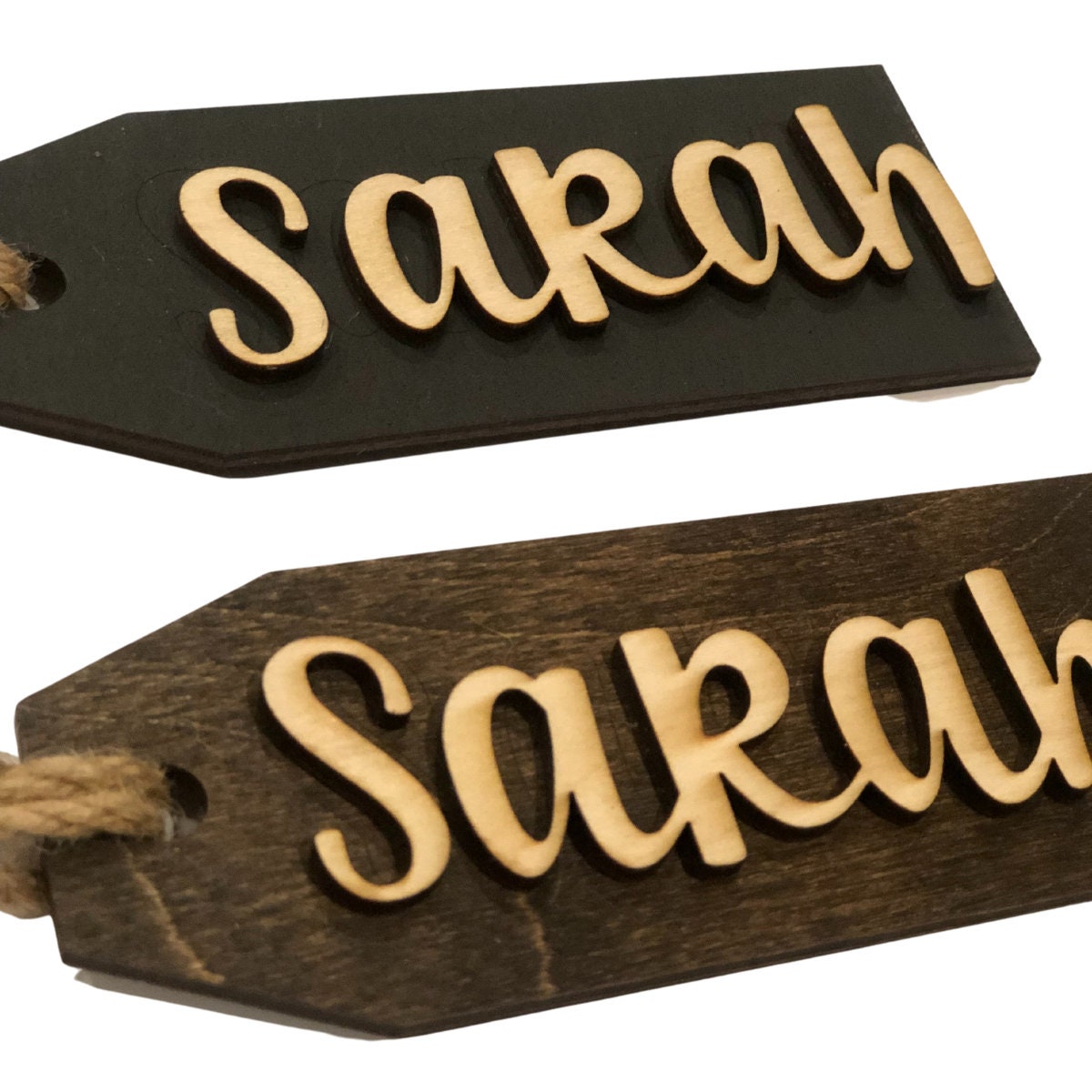 Personalized Wooden Name Tag - Custom Christmas Tags With Jute ...
